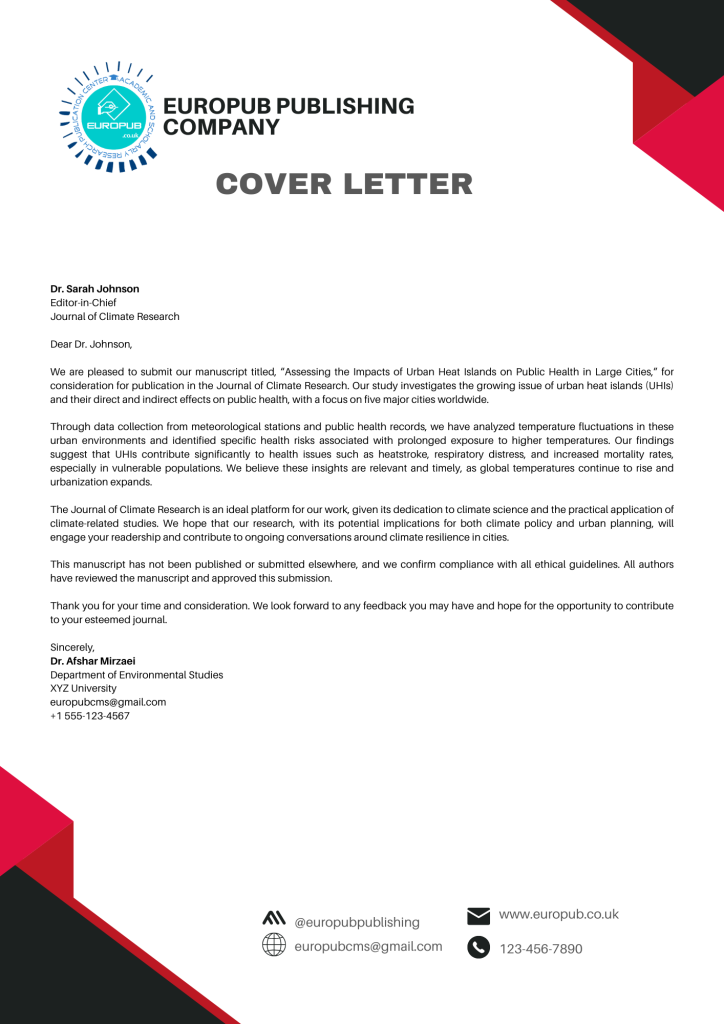 Cover Letter – Scientific News